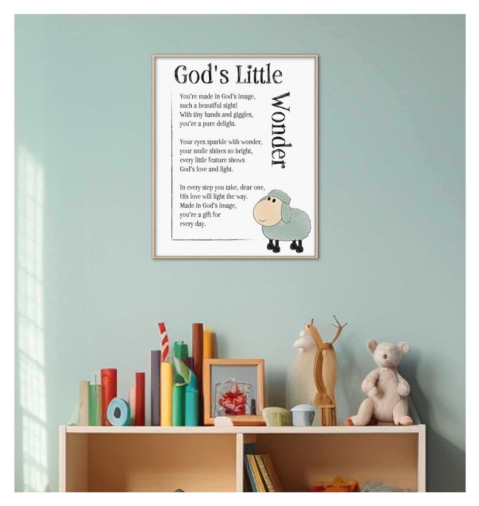 Christian Nursery Wall Art – God's Little Wonder Poem With Baby Lamb ...