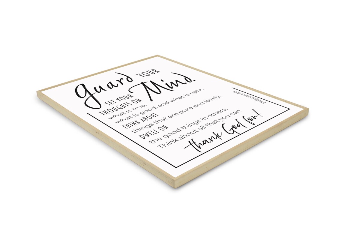 Scripture Wall Art | Guard Your Mind | Modern Framed Christian Decor ...