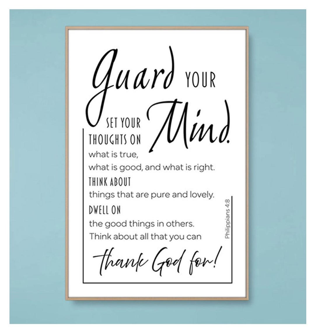 Scripture Wall Art | Guard Your Mind | Modern Framed Christian Decor ...