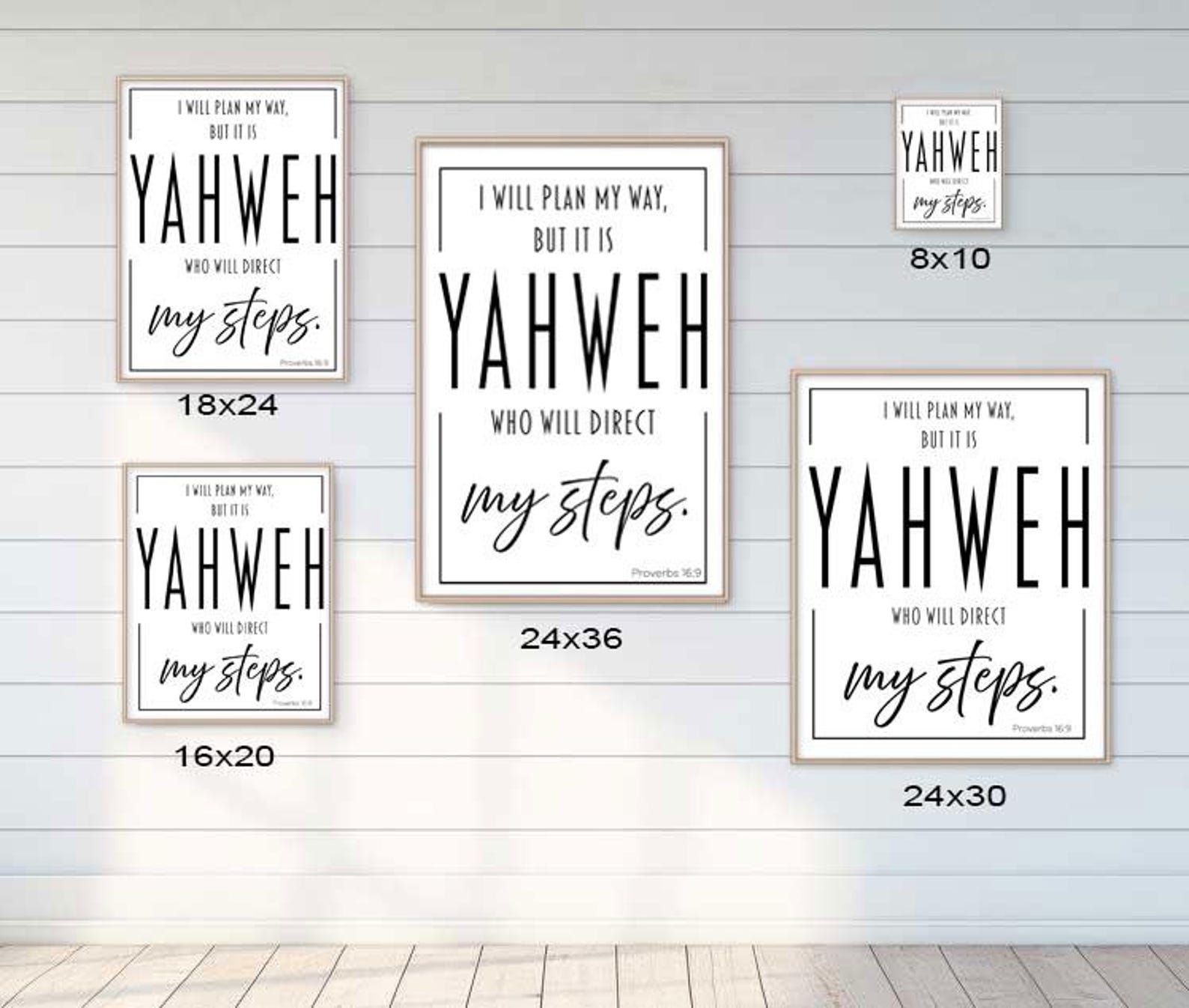 Scripture Wall Art | Yahweh Directs My Steps | Modern Framed Christian ...