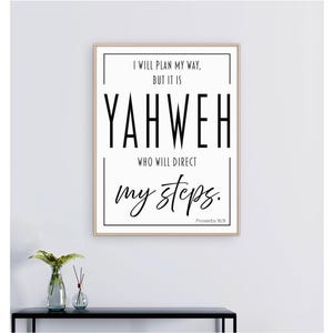 Scripture Wall Art | Yahweh Directs My Steps | Modern Framed Christian ...