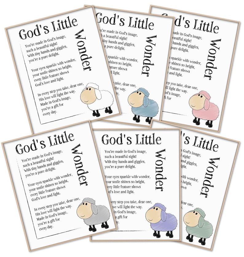 Christian Nursery Wall Art – God's Little Wonder Poem With Baby Lamb ...