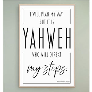 Scripture Wall Art | Yahweh Directs My Steps | Modern Framed Christian ...