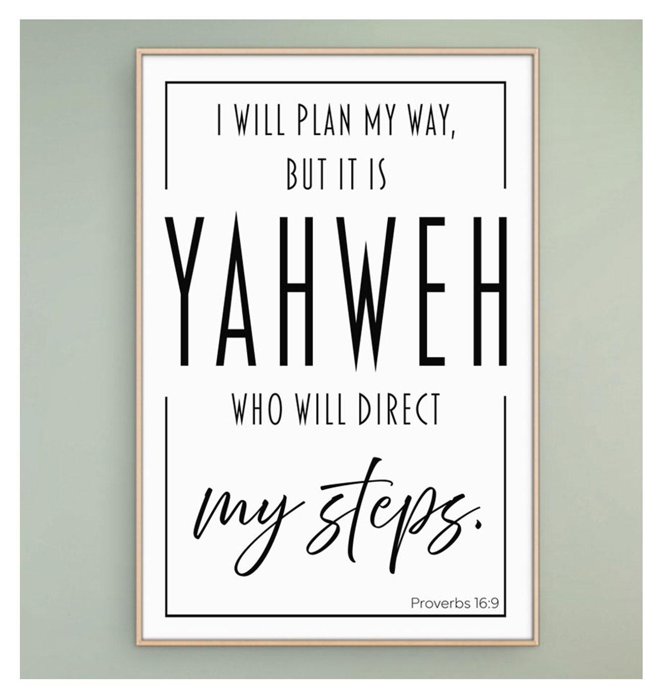Scripture Wall Art Yahweh Directs My Steps Modern Framed Christian ...