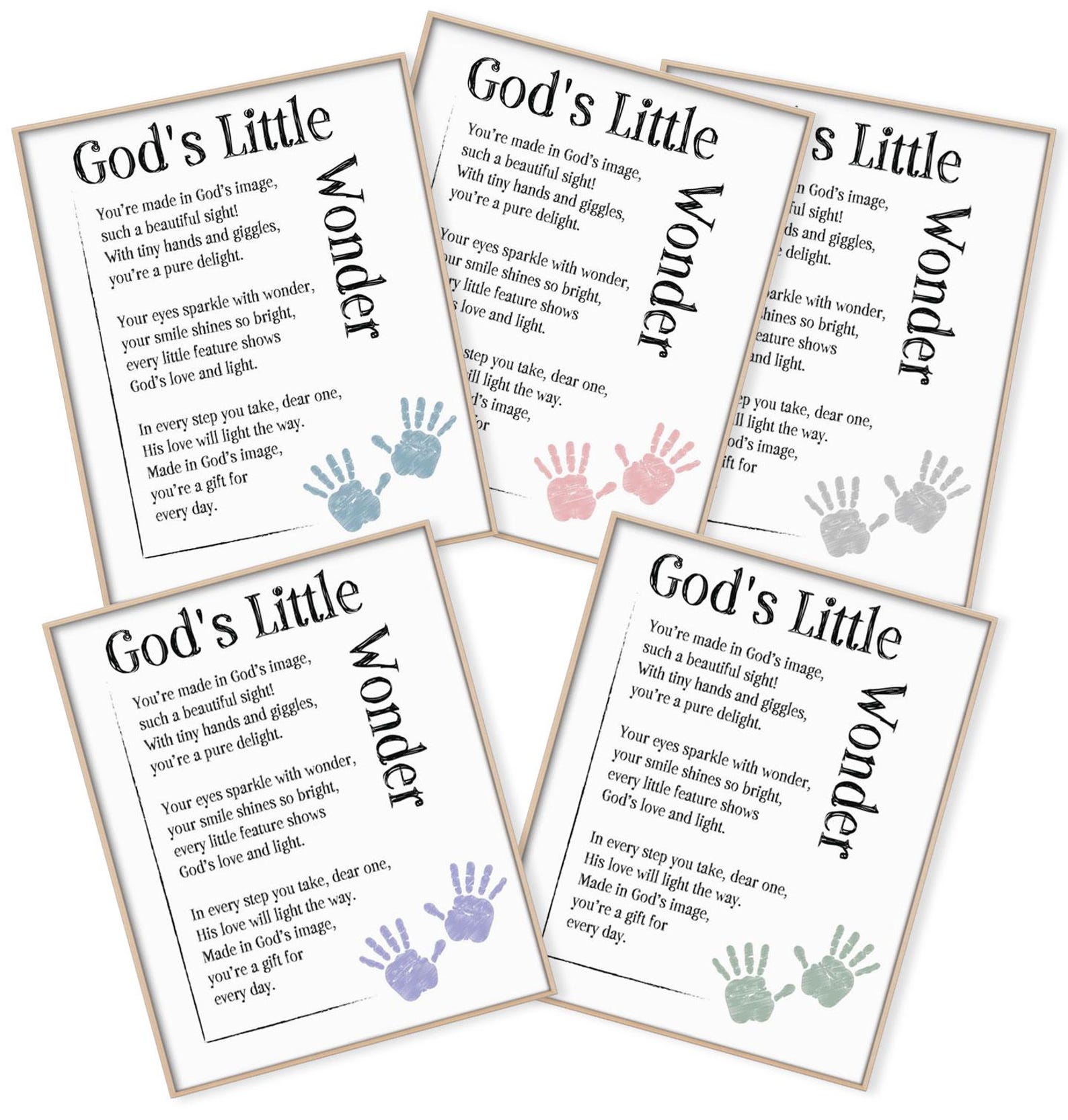 Christian Nursery Wall Art – God's Little Wonder Poem With Baby Hands ...