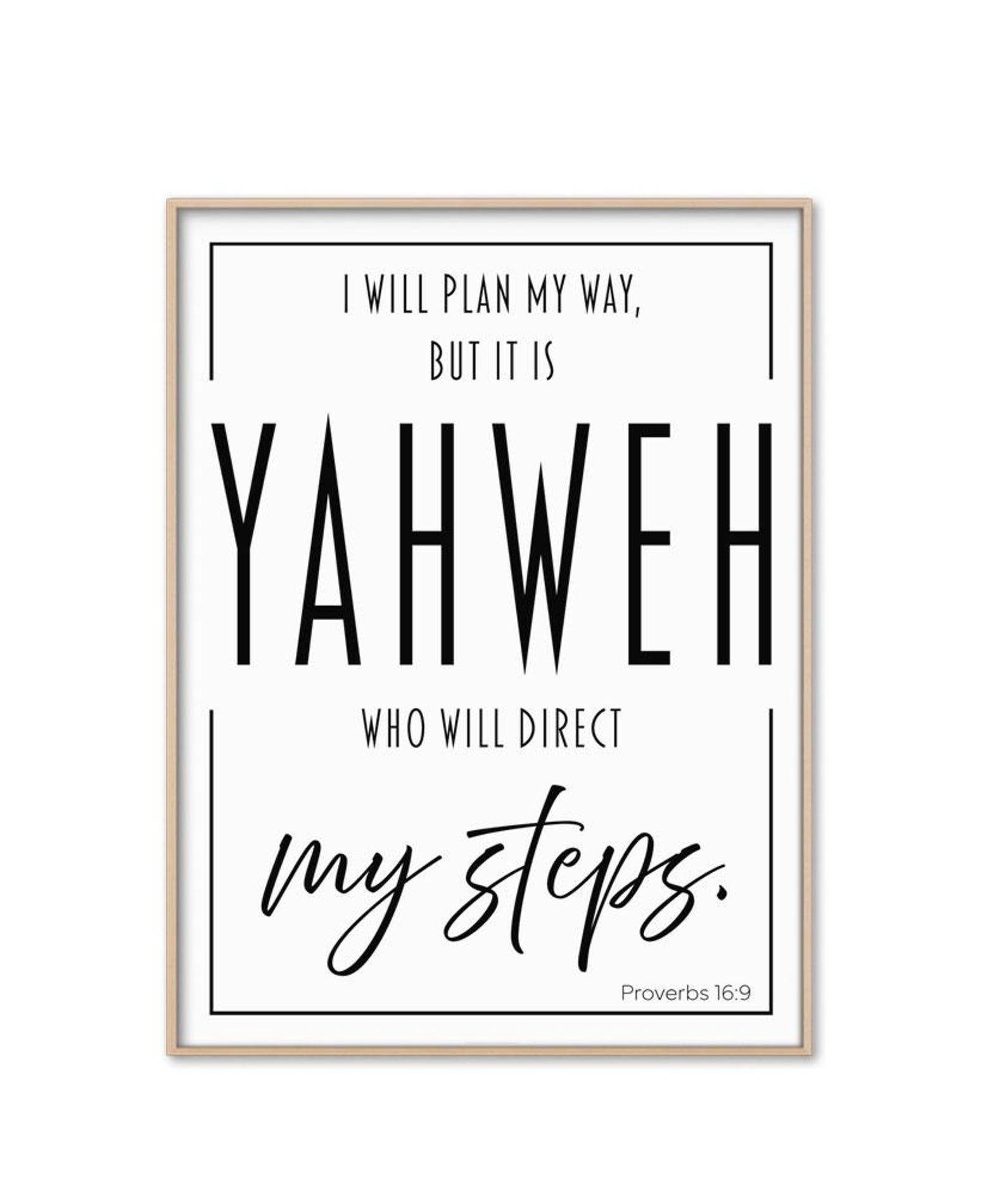 Scripture Wall Art Yahweh Directs My Steps Modern Framed Christian ...
