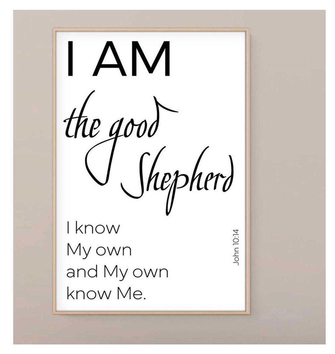 Modern Scripture Wall Art | I AM the Good Shepherd | Framed Christian ...