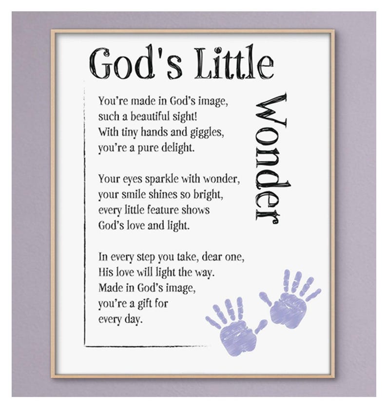Christian Nursery Wall Art – God's Little Wonder Poem With Baby Hands ...