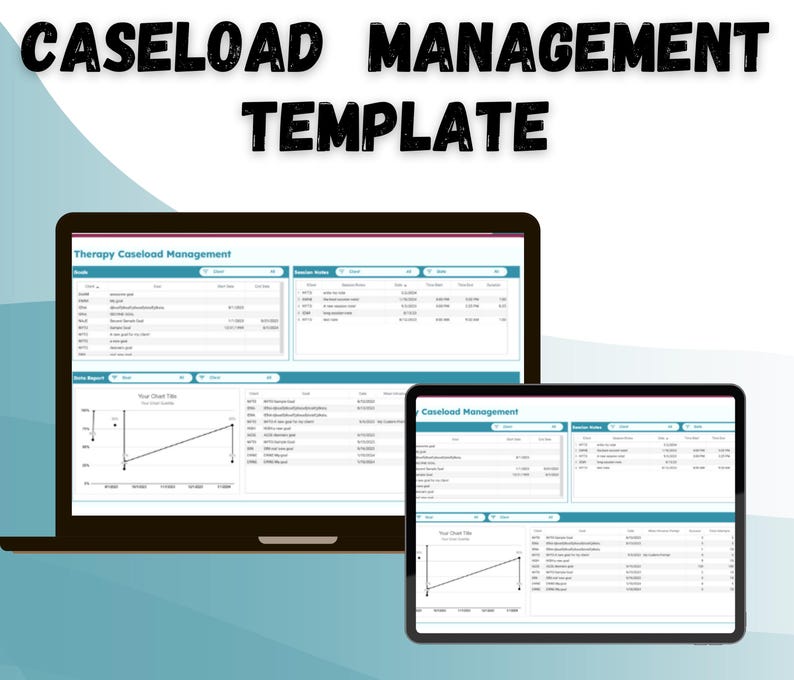 Caseload Management Template, 10 Sheets: Clients Goals, Session Notes ...