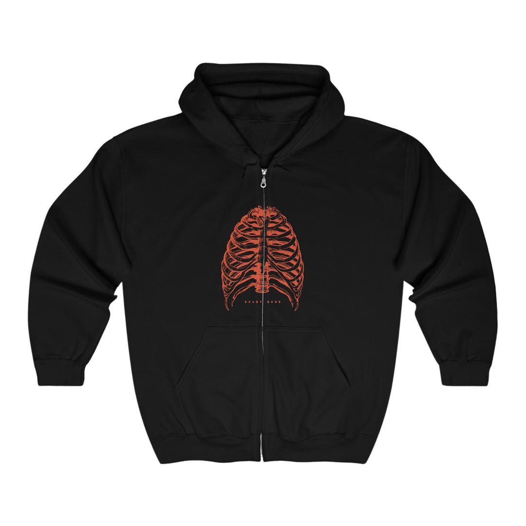 Scary Mode Rib Cage Unisex Full Zip Hooded Sweatshirt - Etsy