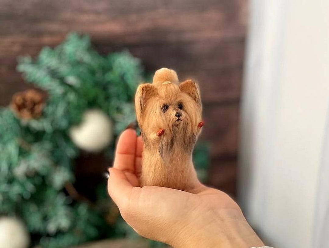 Needle Felted YORKSHIRE TERRIER Dollhouse Miniatures Animals Miniature ...