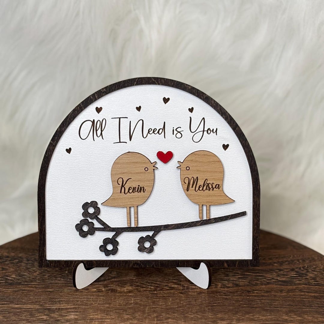 Personalized Valentine Decor, Love Birds, Engraved Valentine Sign ...