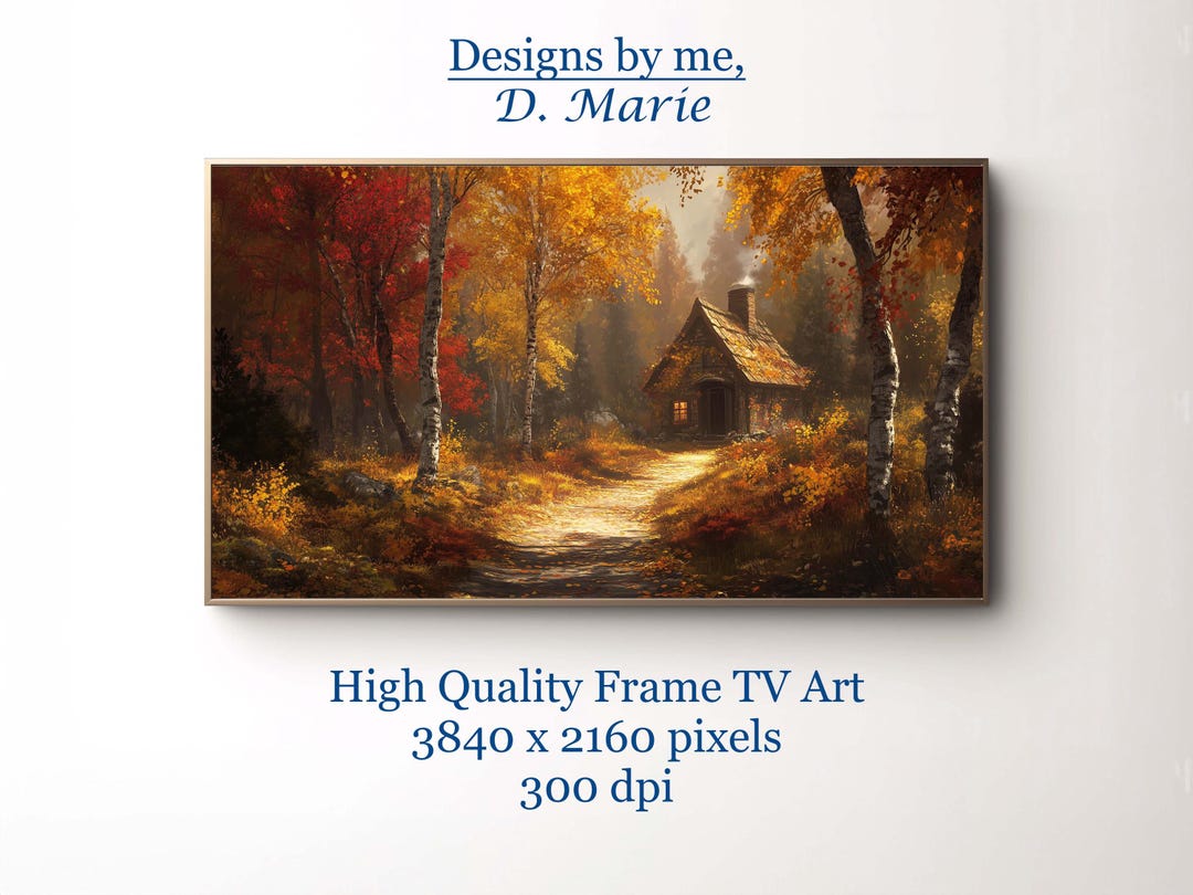 Autumn Forest Cottage Digital Art for Samsung Frame TV, Roku Backdrops ...