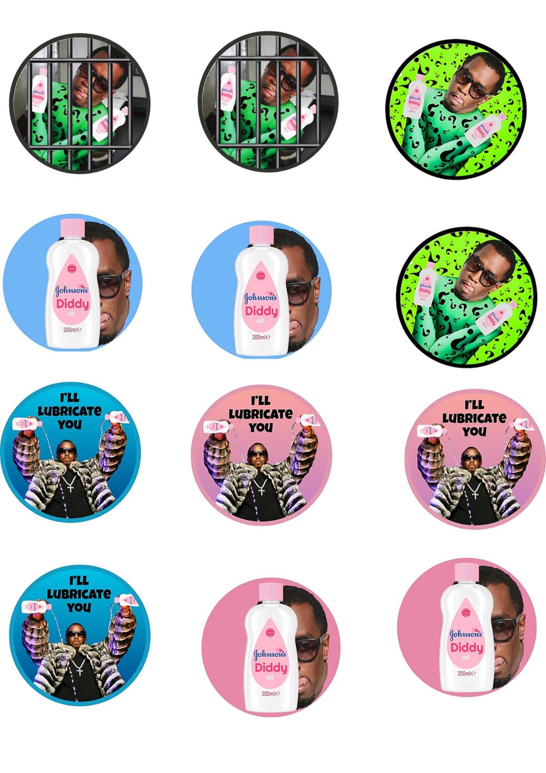 12 Diddy Oil Baby Stickers / Vinyl Stickers / Holographic Stickers ...
