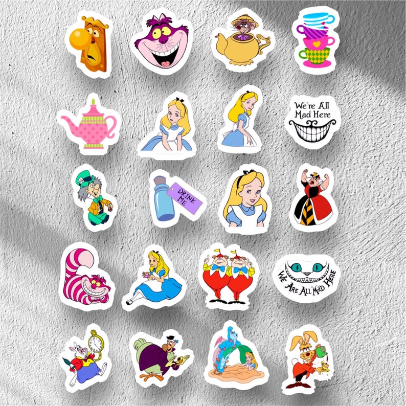 20 Alice in Wonderland Stickers / Vinyl Stickers / Holographic Stickers ...