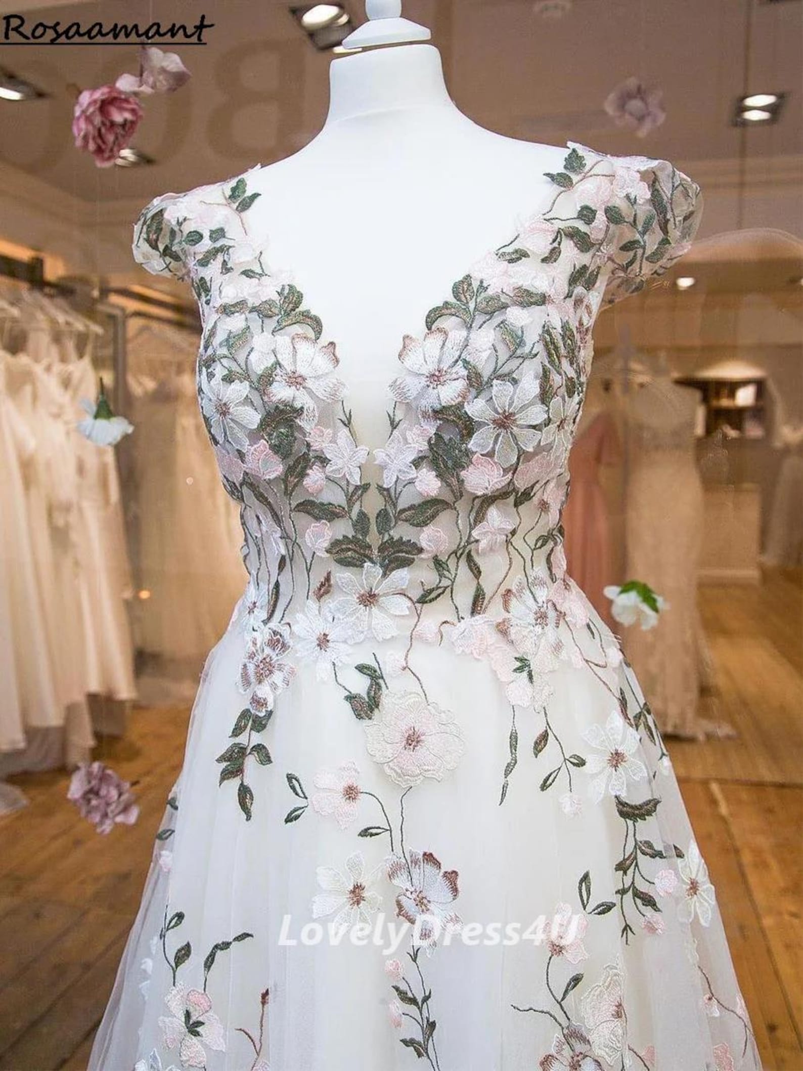Princess Flower Lace Tulle Prom Dresses/ Customized Embroidery A-line ...