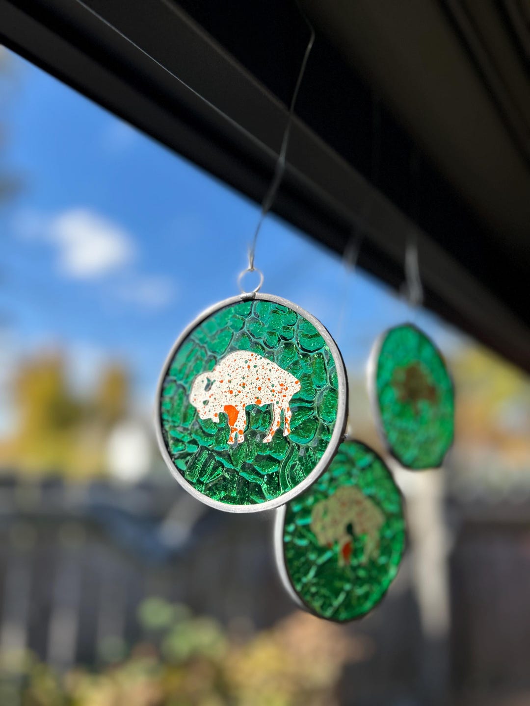 Irish Pride Stained Glass Sun Catcher: Hand-painted White Buffalo, 4 ...