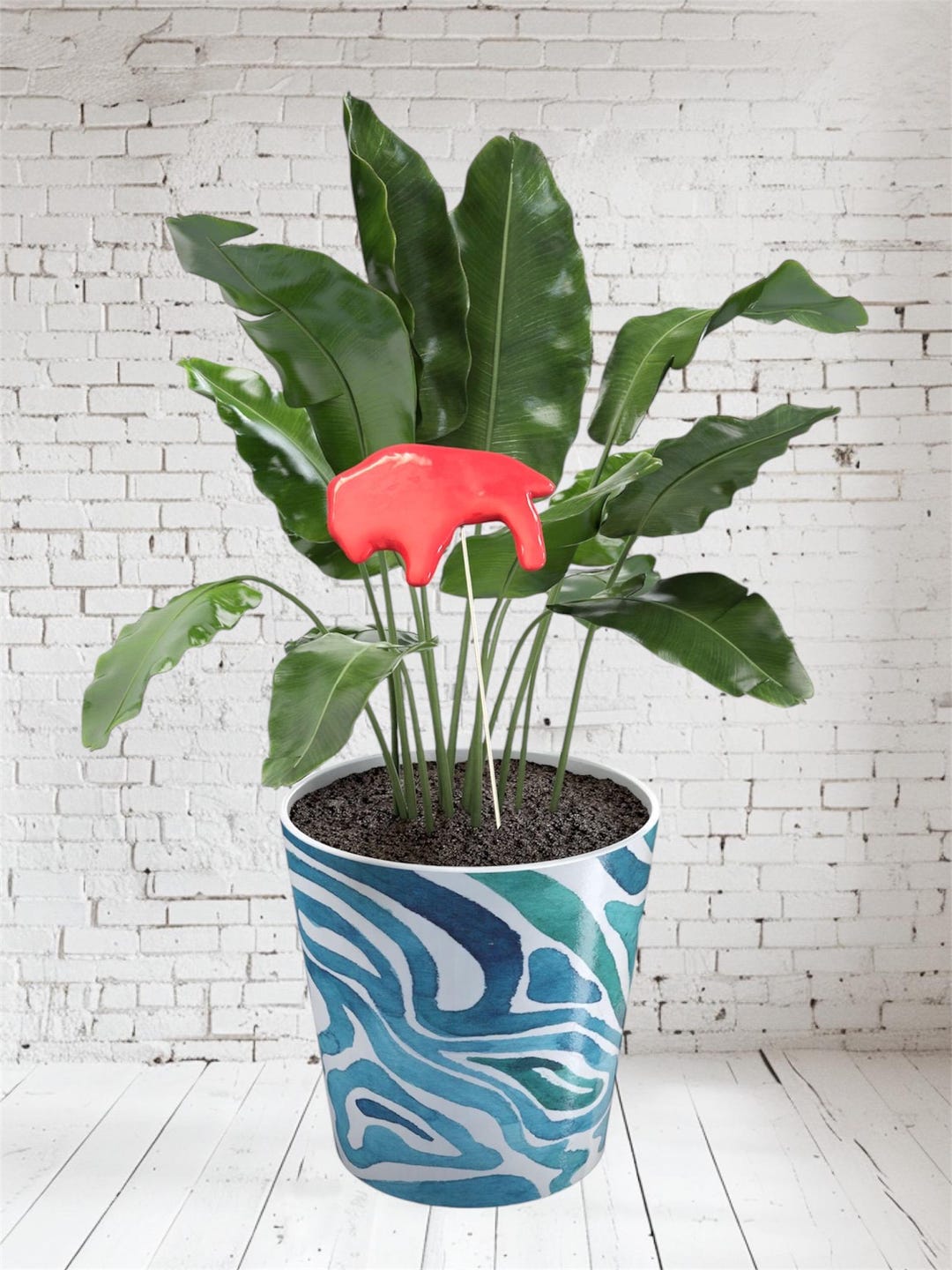 Red Buffalo Ceramic Plant Stake Show Your Pride W/ This Handmade and ...