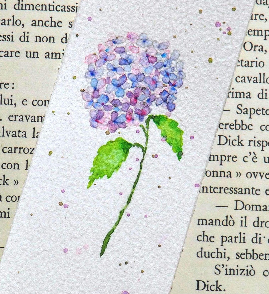 Original Watercolor Blue Hydrangea Custom Bookmark for Women, Handmade ...