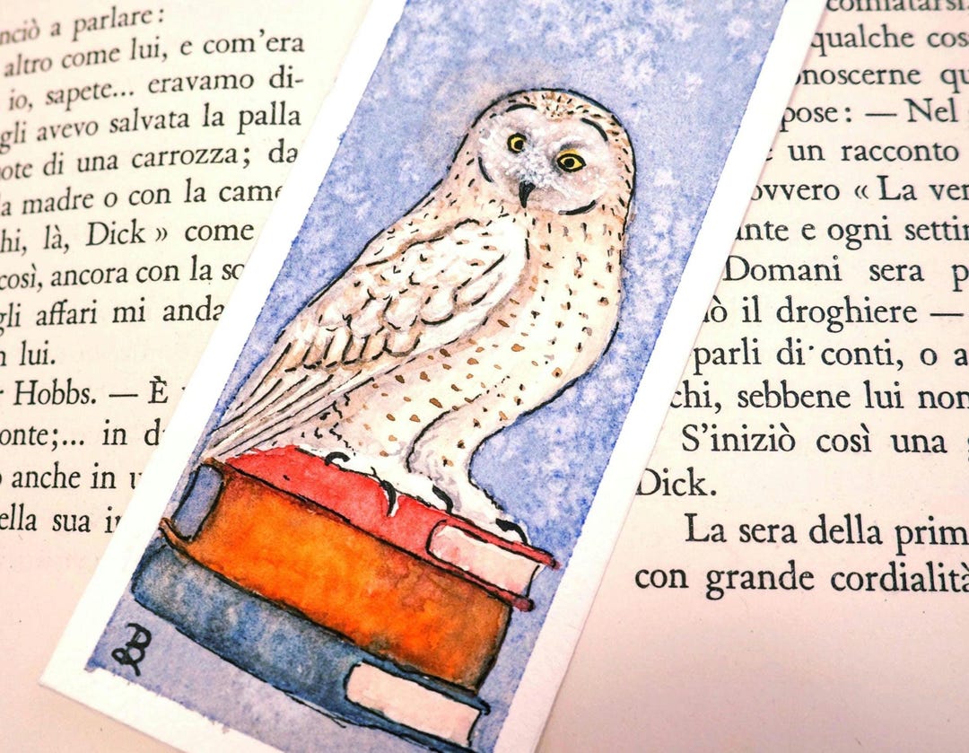 Hand Painted Wise Owl Bookmark Custom Bookmark Fantasy Bookmark Book ...