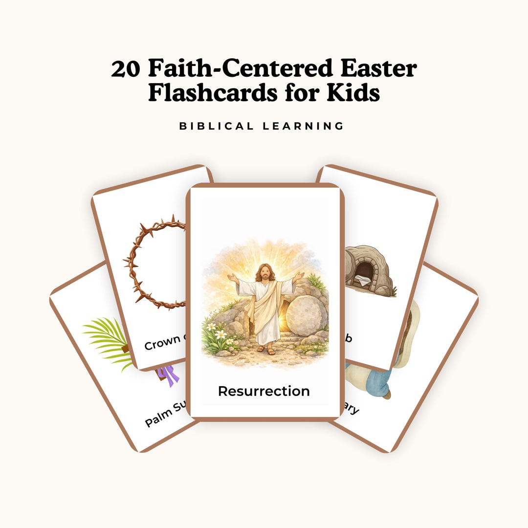 Biblical Easter Flashcards for Kids, Resurrection Story, Sunday School ...