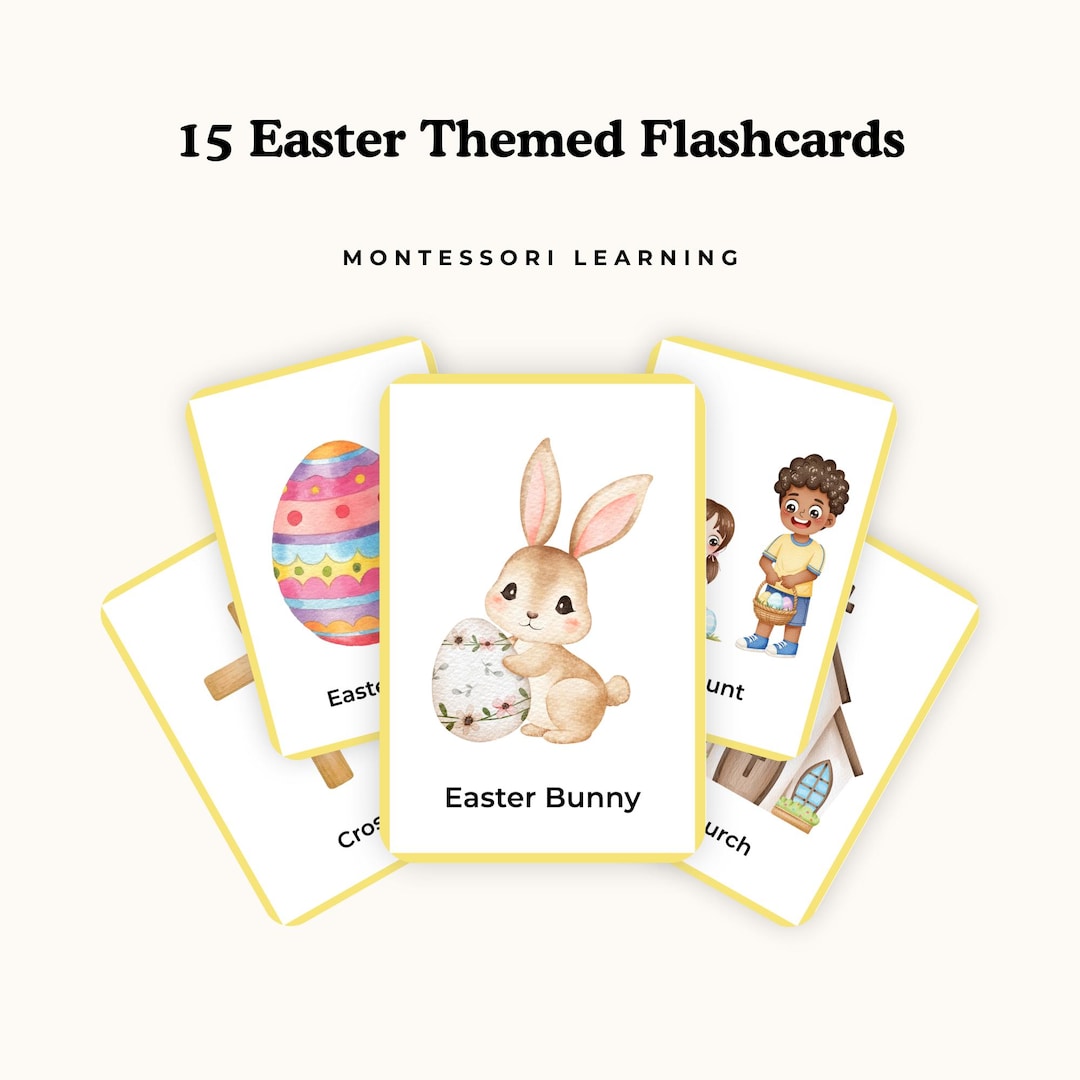 Easter Themed Flashcards for Kids, Montessori Spring Learning ...