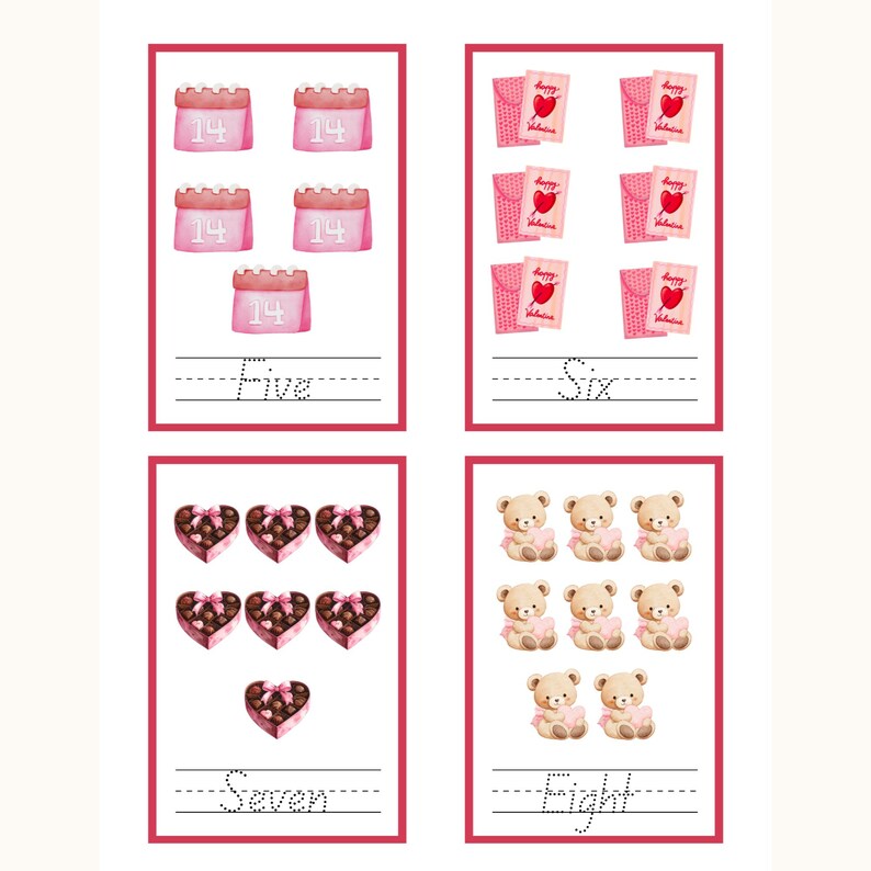 Valentine's Day Montessori Counting Cards 1-20 – Number Tracing ...