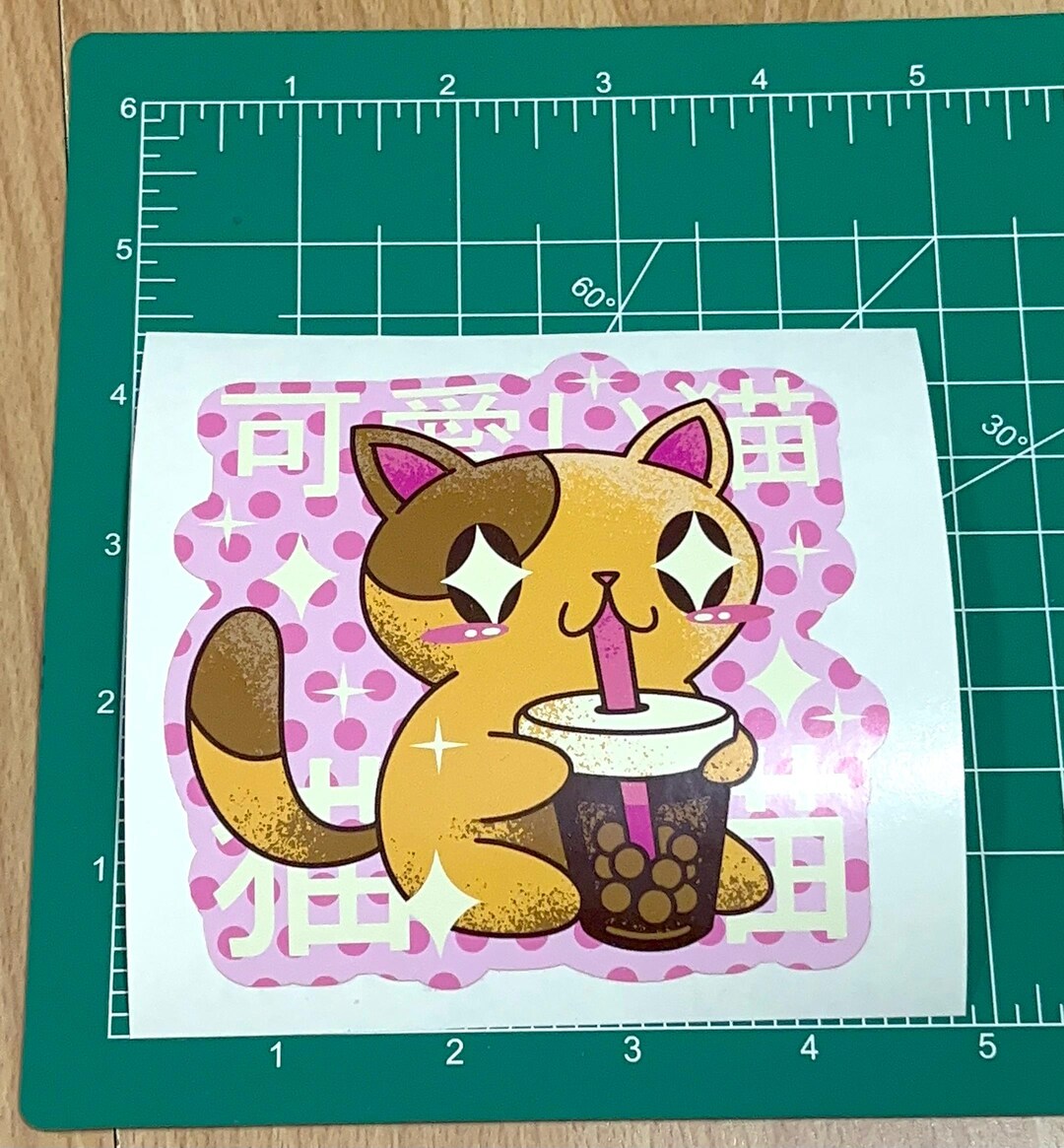 Boba Tea Kitty 4 Vinyl Sticker Car Decal Laptop Sticker Tumbler - Etsy