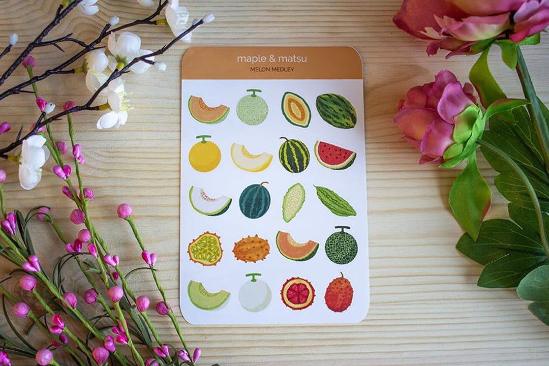 Melon Stickers Sheet Watermelon Fruit Sticker Sheet for Decorating Food ...