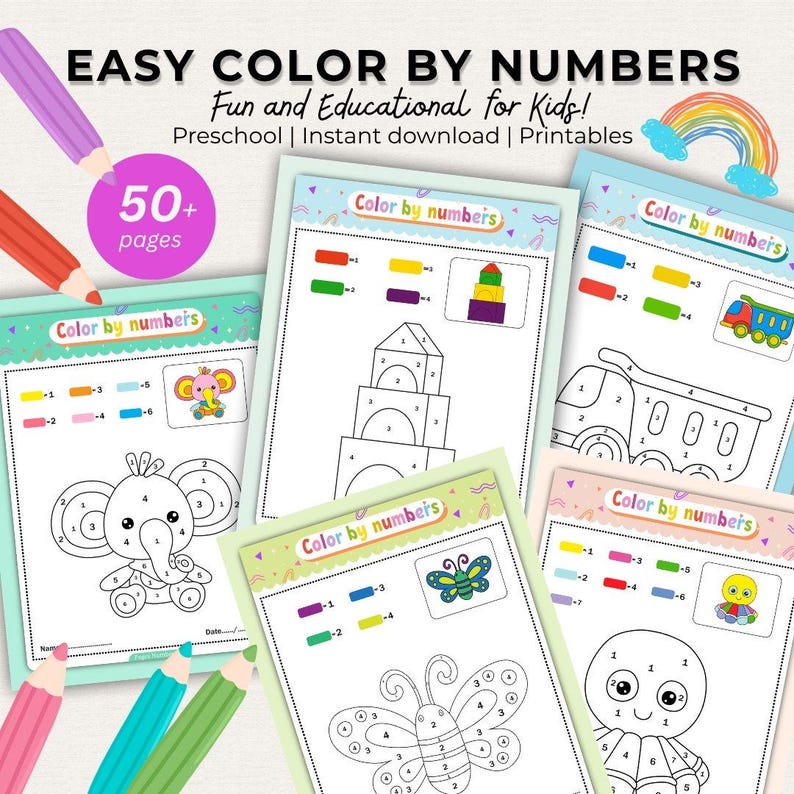 Color by Numbers Worksheet: Fun Learning Activity for Kids (PDF ...