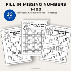 Fill in Missing Numbers 1-100 | Preschool Mathematics Worksheet ...