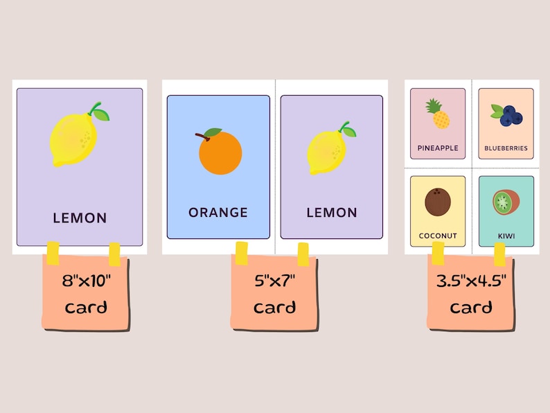 16 Fruits Flashcards (fruits Digital Paper, Flashcards) - Etsy