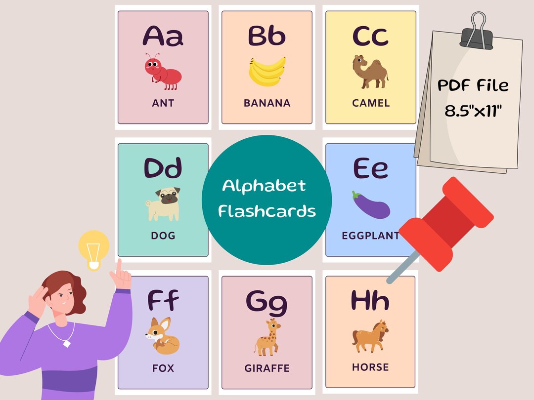 Alphabet Flashcards (alphabet Digital Paper, Flashcards) - Etsy