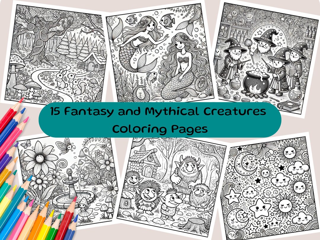 Fantasy and Mythical Creatures COLORING PAGES 15 Pages fantasy and ...