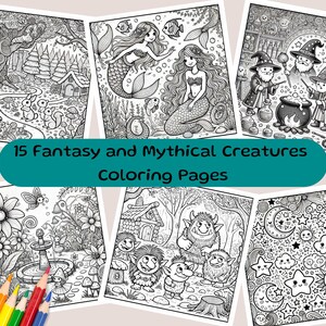 Fantasy and Mythical Creatures COLORING PAGES - 15 Pages (fantasy and ...