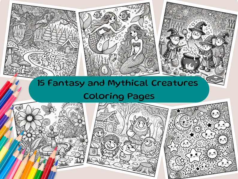 Fantasy and Mythical Creatures COLORING PAGES - 15 Pages (fantasy and ...