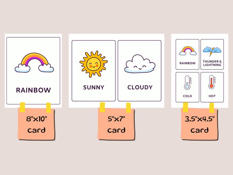 12 Weather Flashcards weather Flashcards, Flashcards - Etsy
