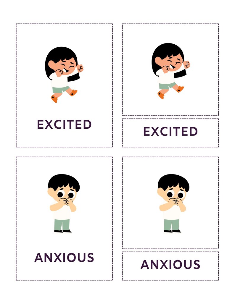 16 Emotions Flashcards emotions Digital Paper, Flashcards - Etsy