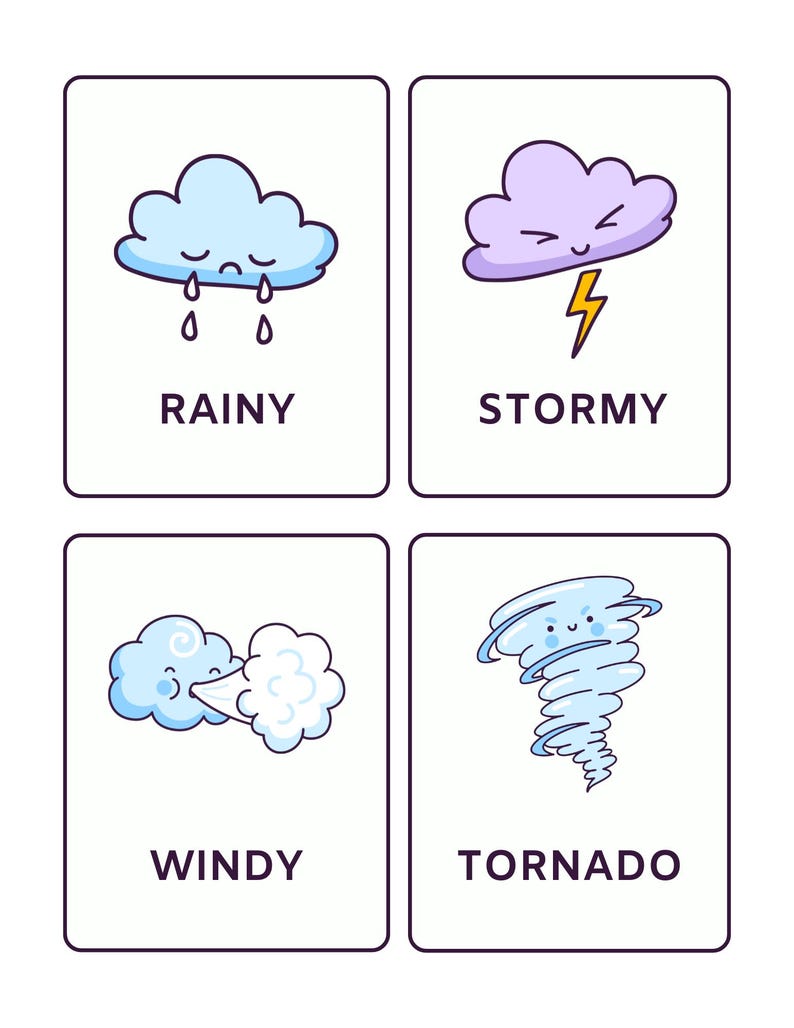 12 Weather Flashcards weather Flashcards, Flashcards - Etsy