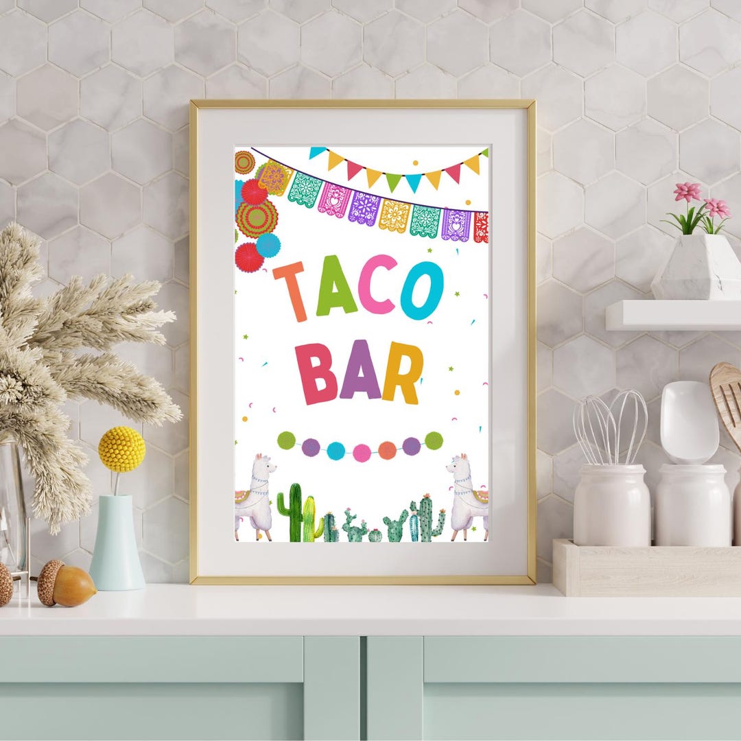 Fiesta Taco Bar Sign: Printable Mexican Theme Decor (instant Download ...