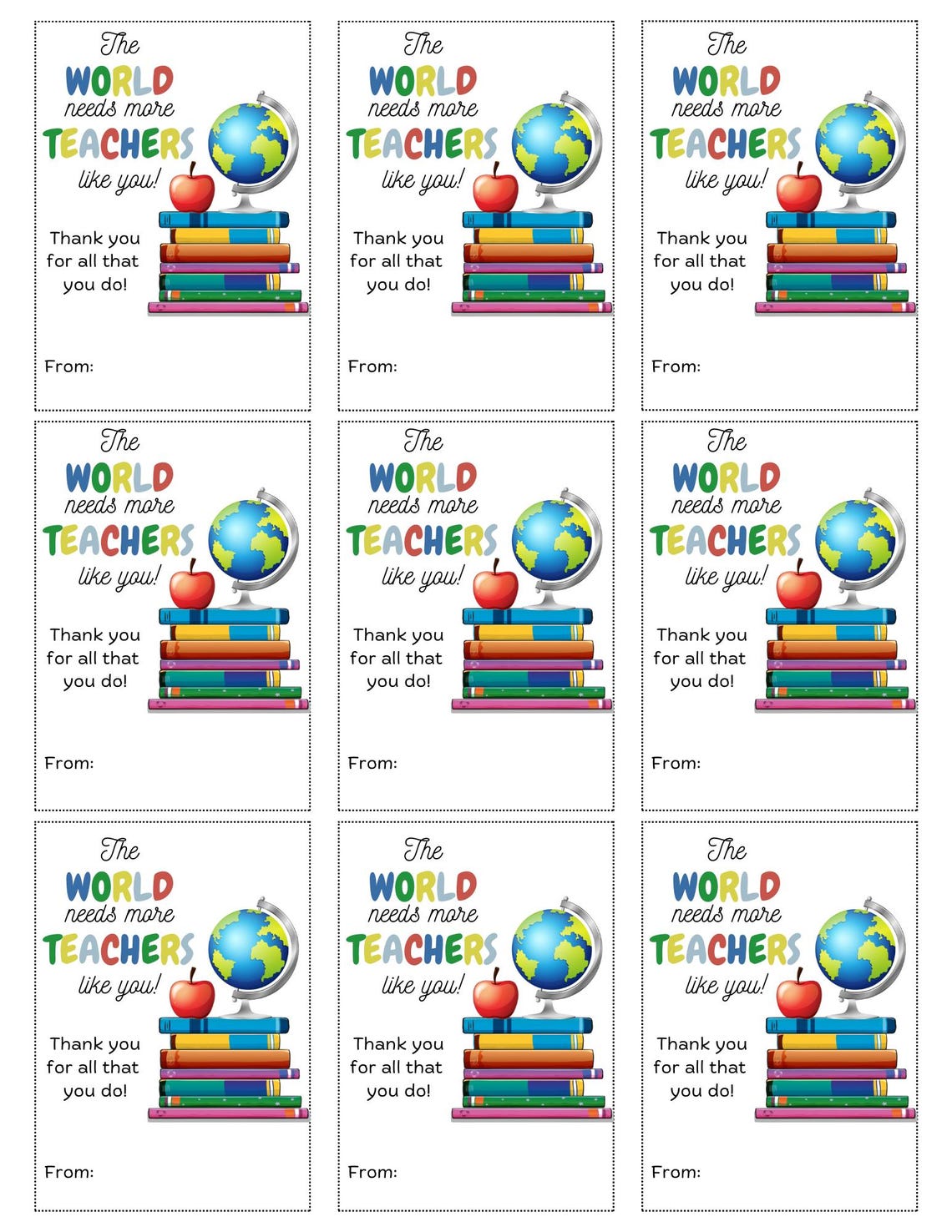 Teacher Appreciation Gift Tag Printable the World Needs More Teachers ...