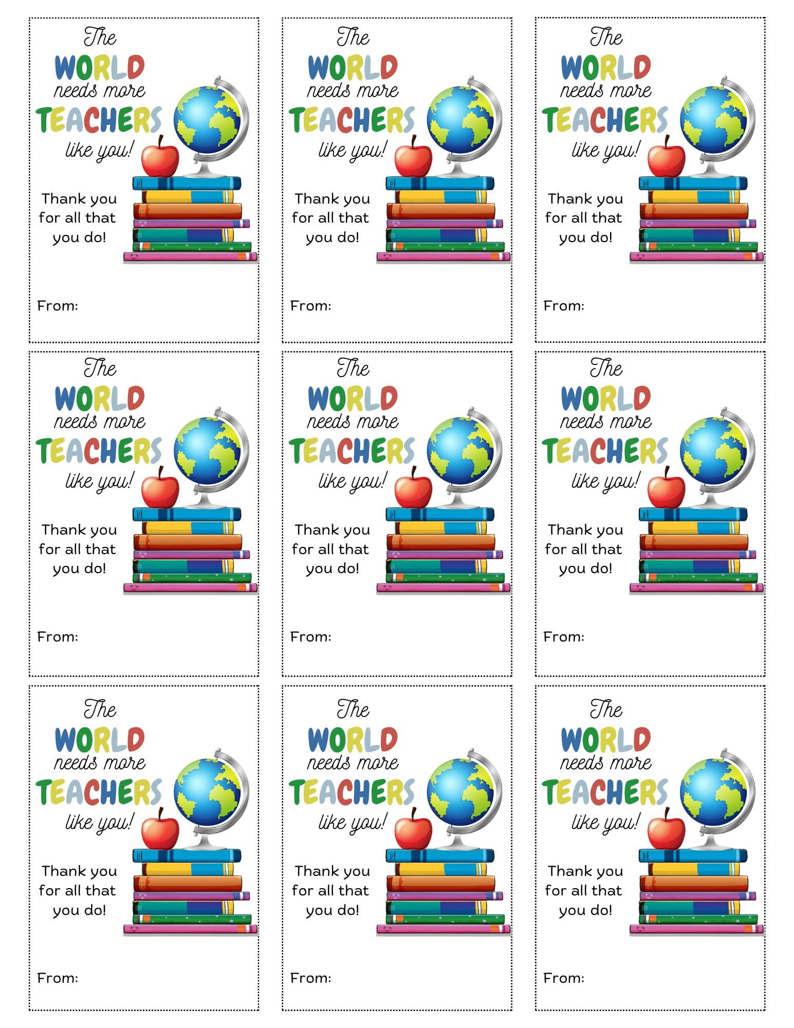 Teacher Appreciation Gift Tag Printable the World Needs More Teachers ...