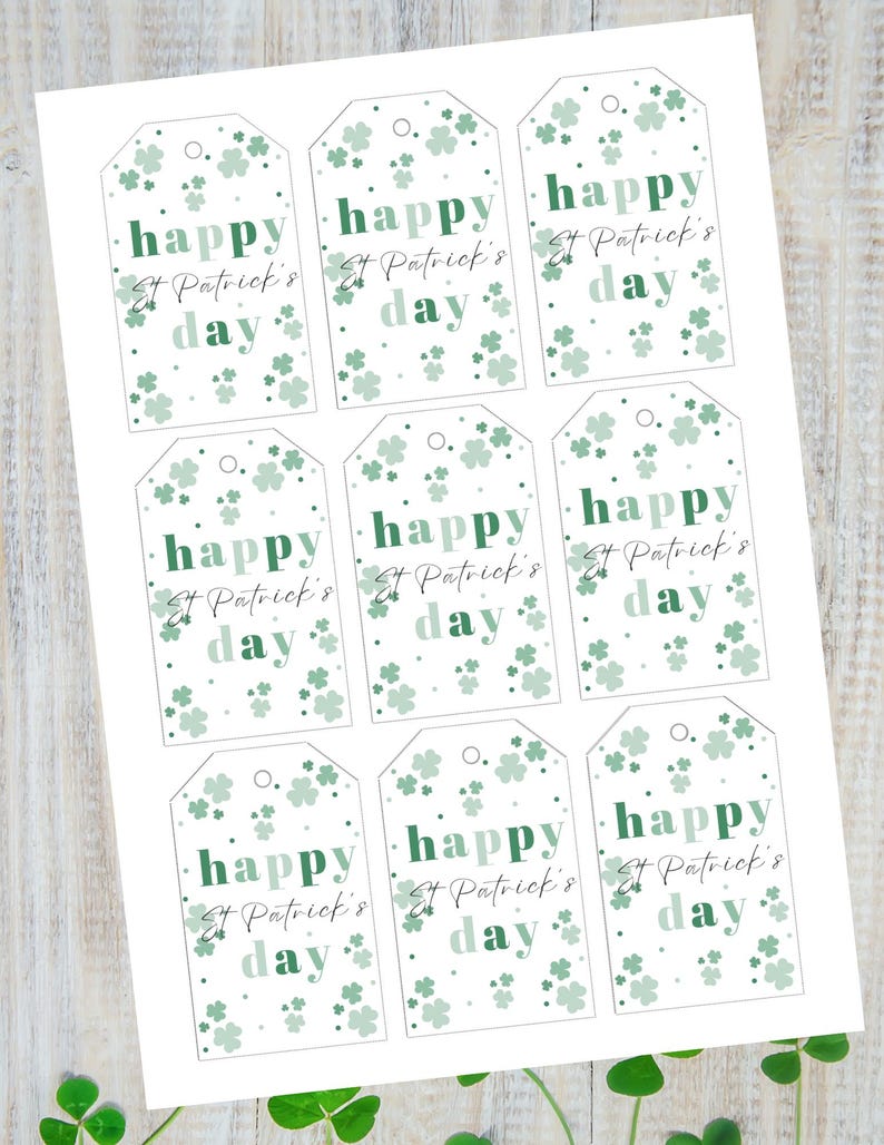 Printable St Patrick's Day Favor Tags (PDF) - Etsy