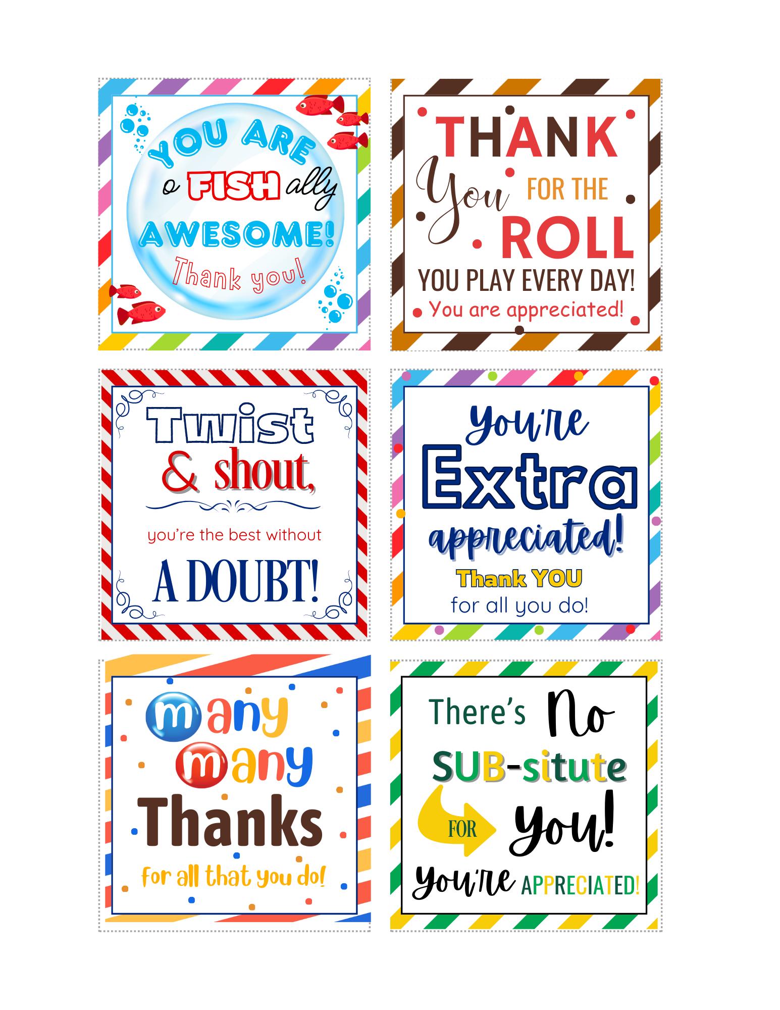 Employee Appreciation Candy Tags Bundle Employee Snack Tag Volunteer ...