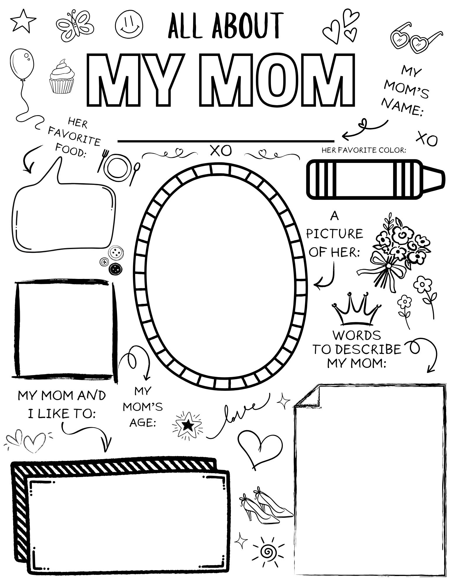 Mother’s Day Coloring Page | All About My Mom Printable - Etsy