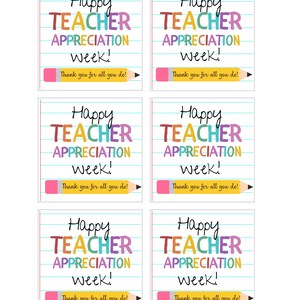 Teacher Appreciation Week Gift Tag Printable - Etsy