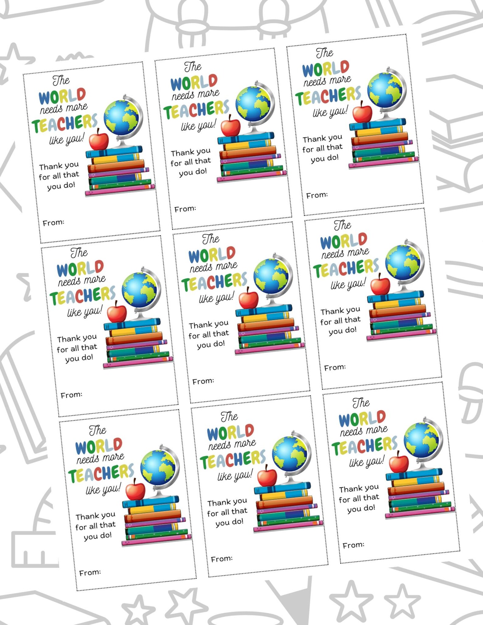 Teacher Appreciation Gift Tag Printable the World Needs More Teachers ...