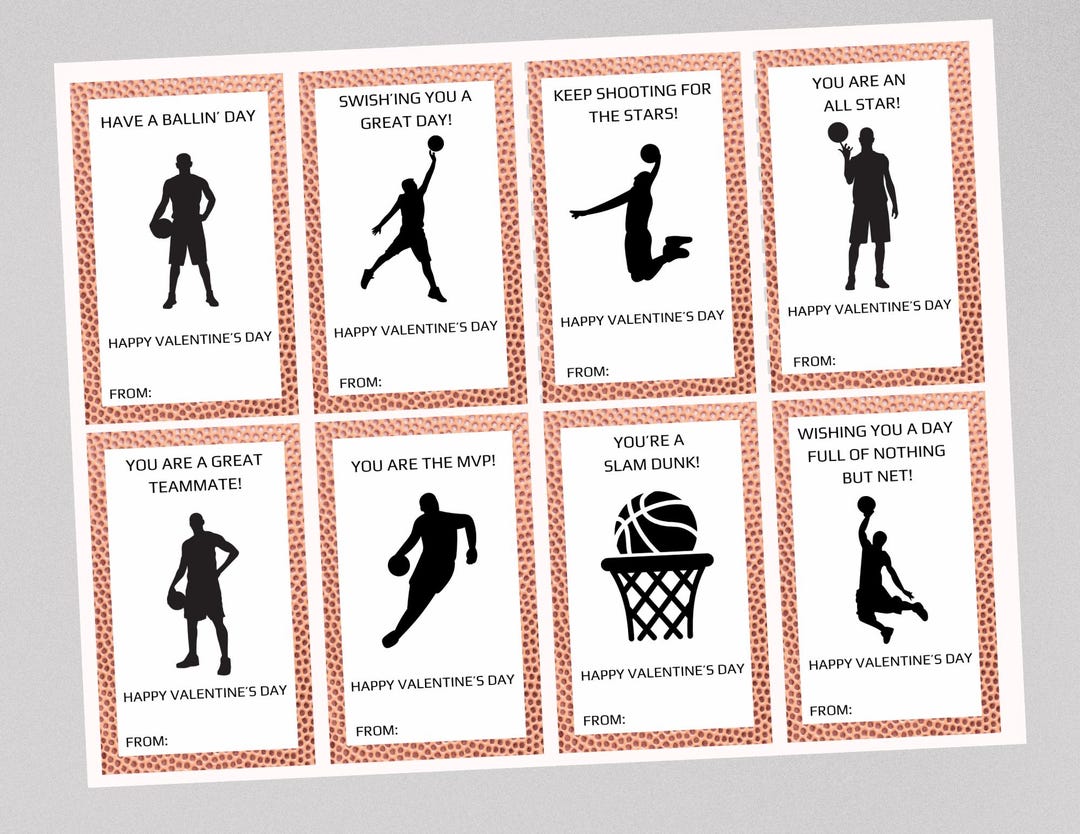 Printable Basketball Valentines Day Card, Basketball Pun Valentine ...