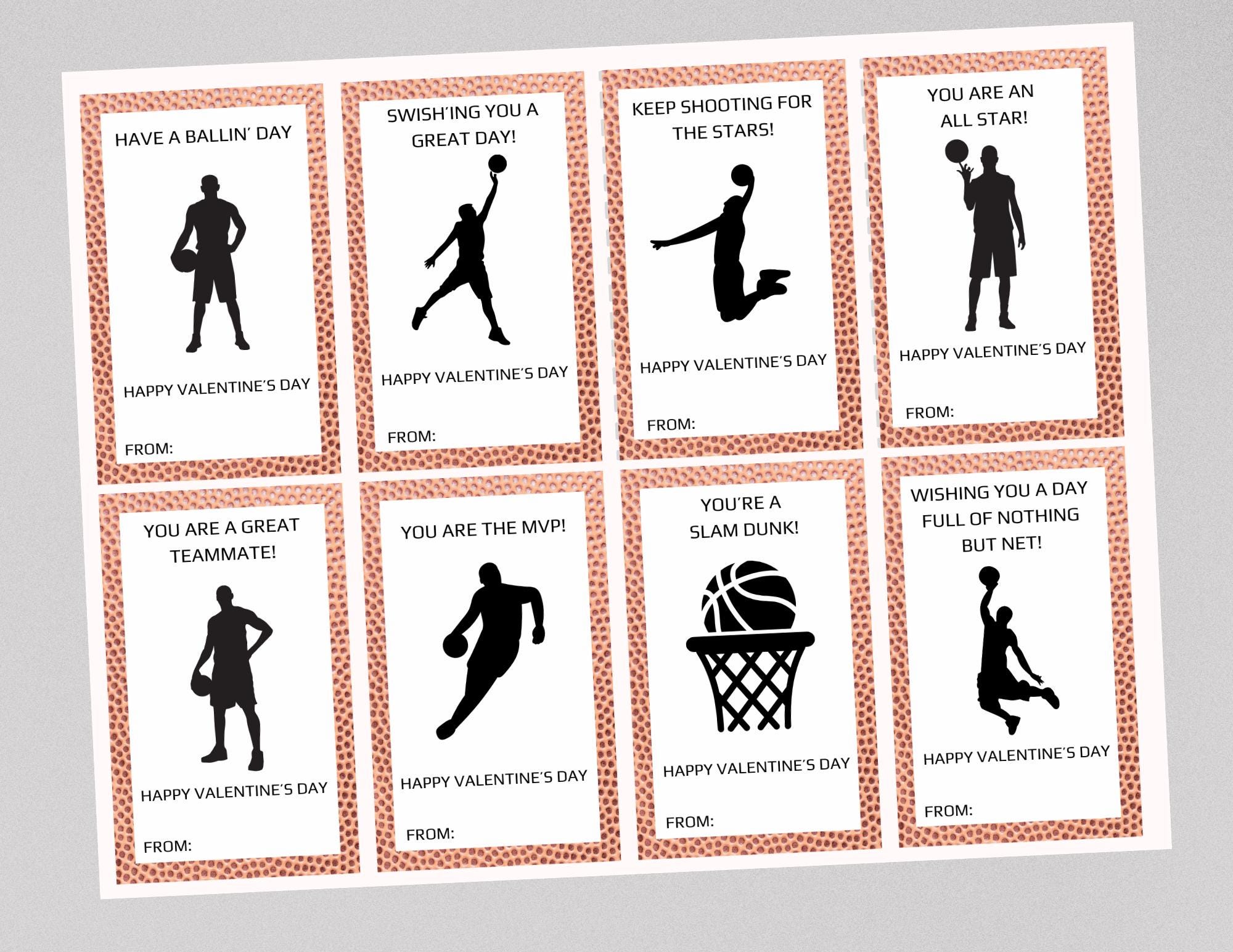 Printable Basketball Valentines Day Card, Basketball Pun Valentine ...