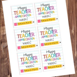 Teacher Appreciation Week Gift Tag Printable - Etsy